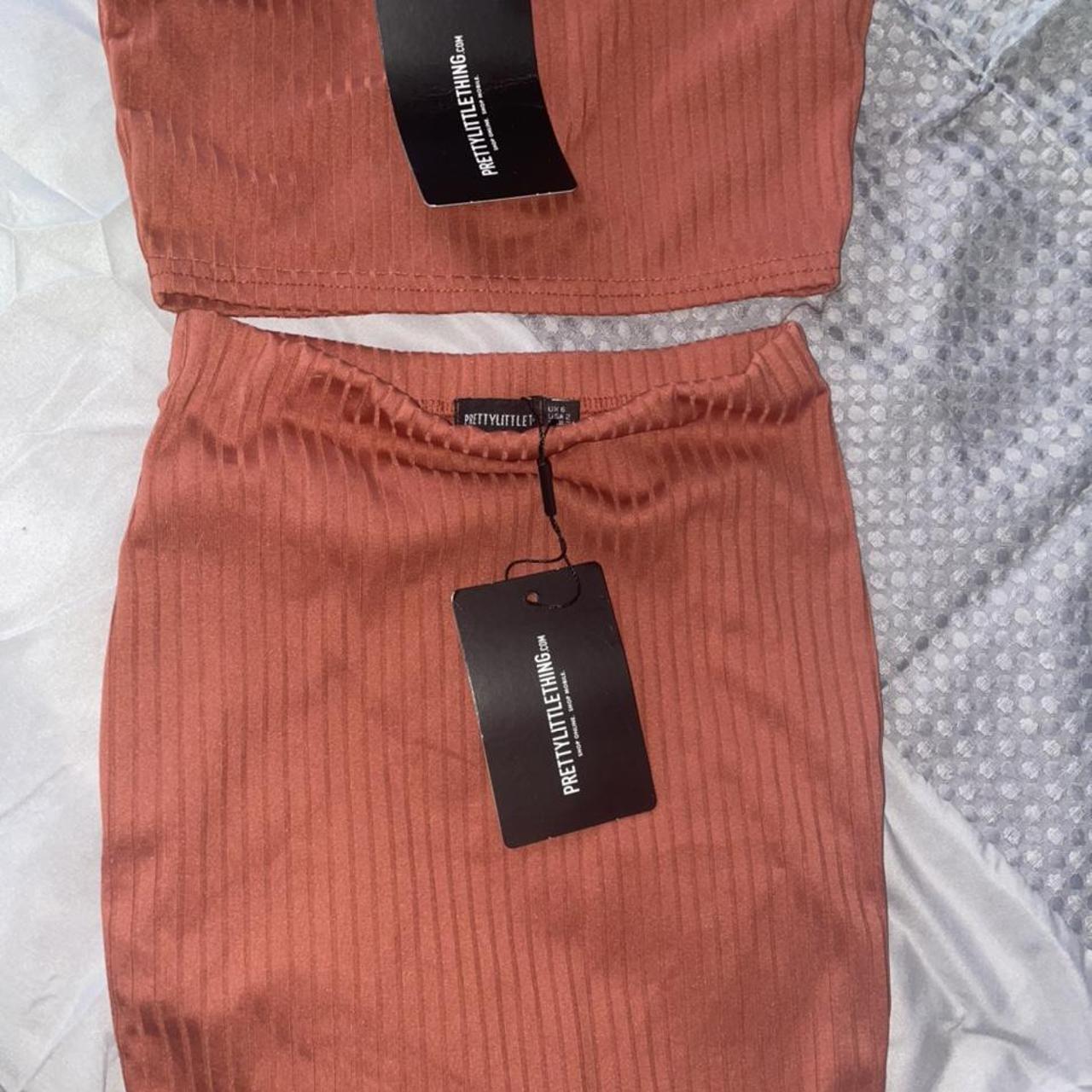 PRETTY LITTLE THING SET orange/rust colour size 6... - Depop