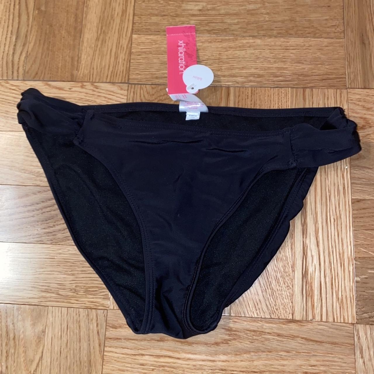 basic black bikini bottom size medium -brand new... - Depop
