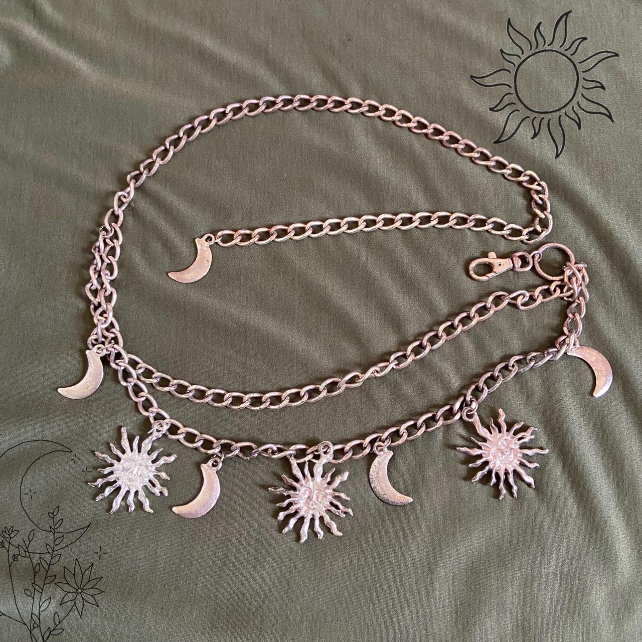 🌌 90s vintage silver tone celestial chain belt! One... - Depop