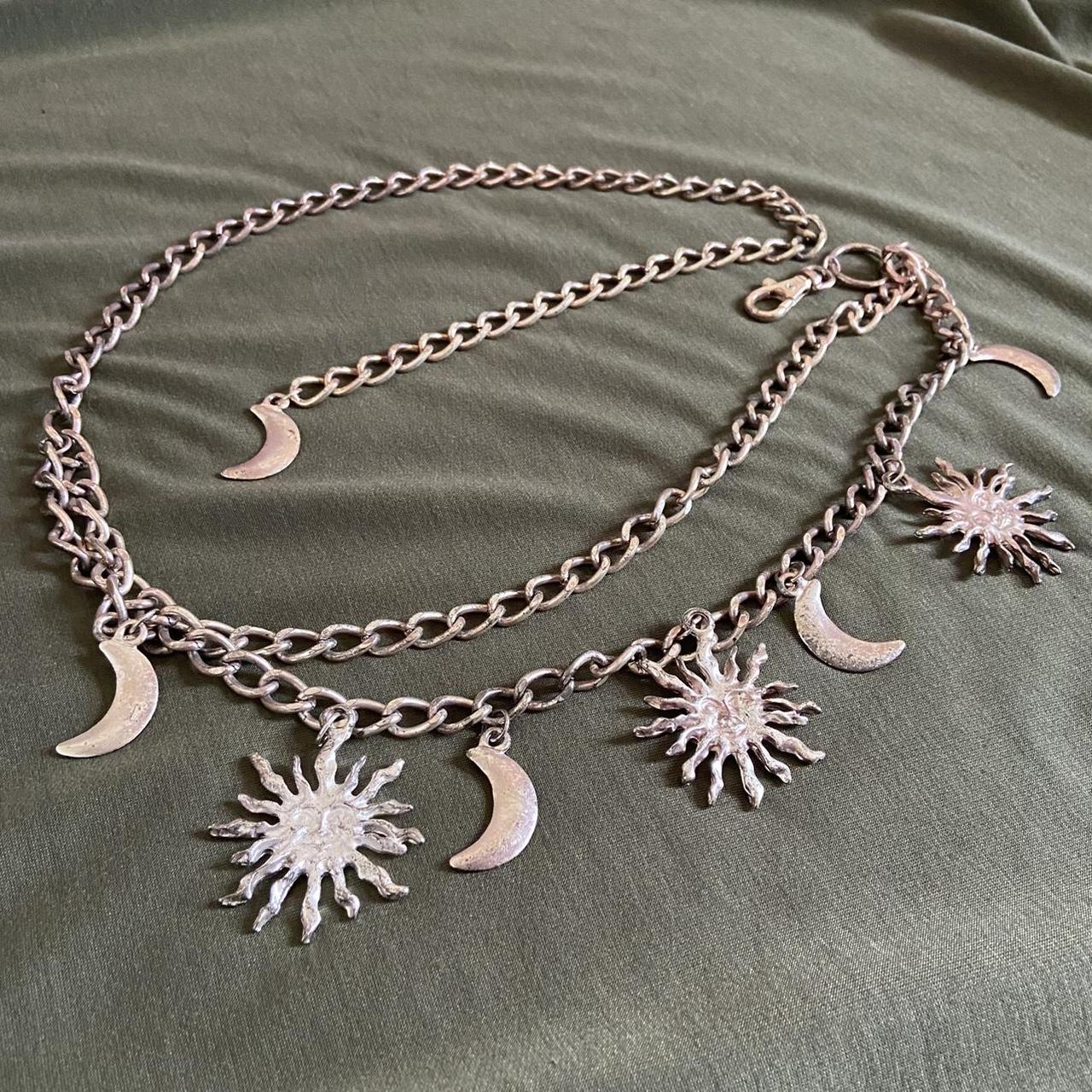 🌌 90s vintage silver tone celestial chain belt! One... - Depop