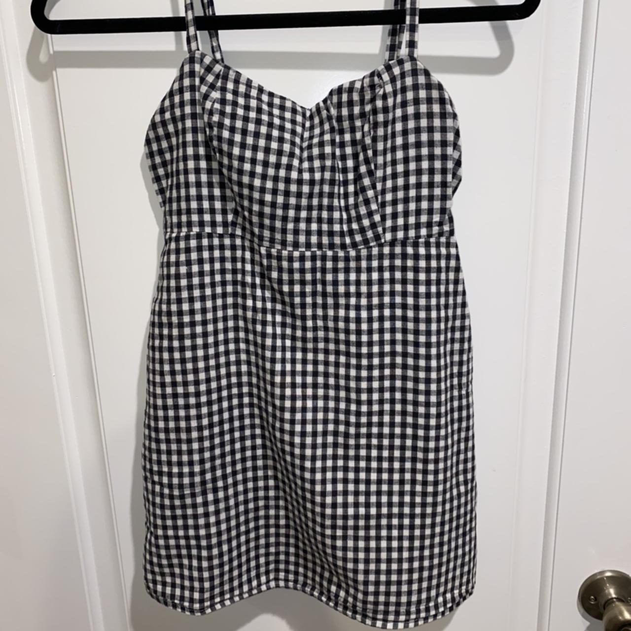 Brandy Melville black and white plaid dress size... - Depop