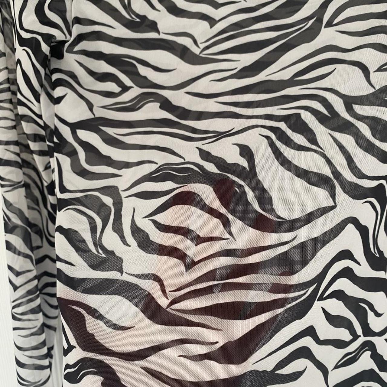 Mesh zebra print long sleeve top I have only worn... - Depop