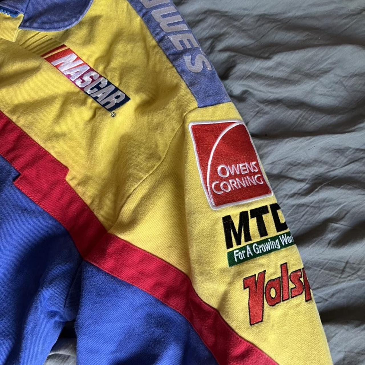 NASCAR Women's Blue and Yellow Top | Depop