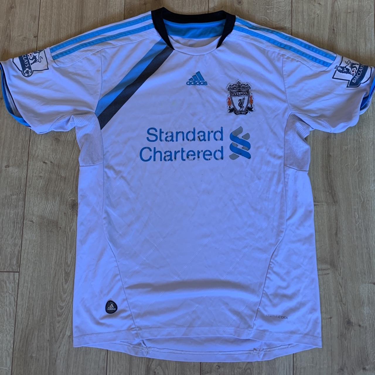 Classic/retro white Liverpool third football kit... | Depop