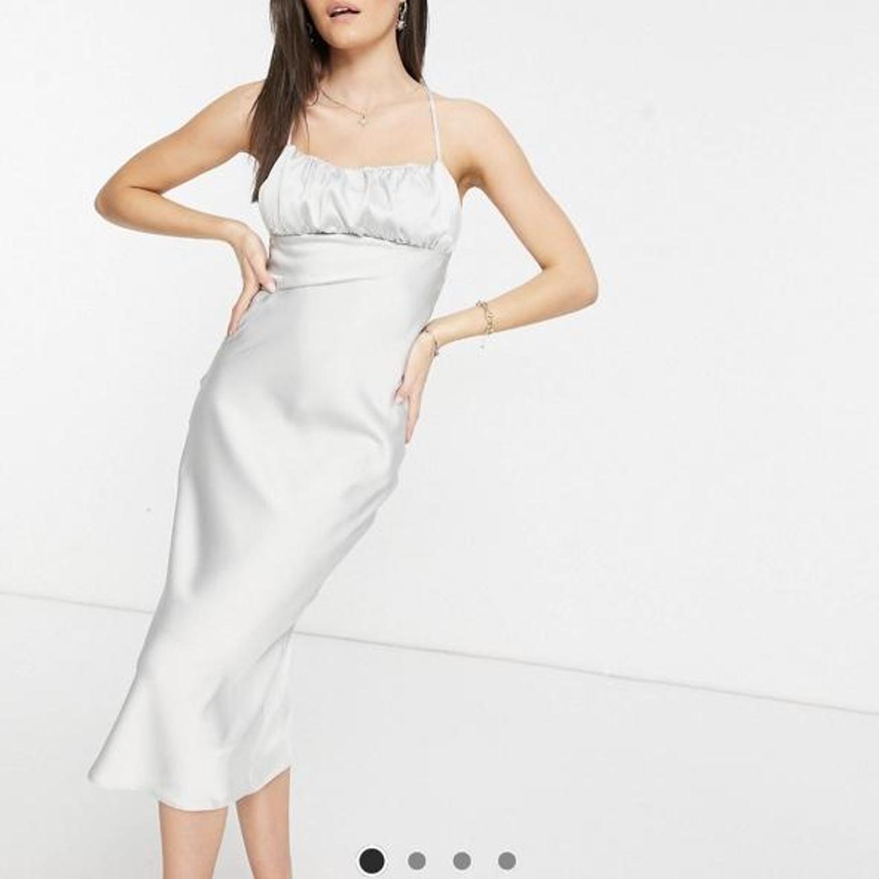 ASOS Design satin midi dress with lace up... - Depop