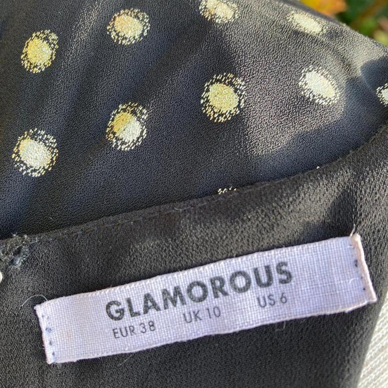 Cute Glamorous black and gold spotted dress. Zip up... - Depop