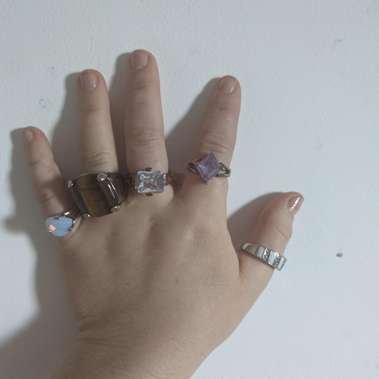 Selection of costume jewelry rings. Mixture of sizes... - Depop