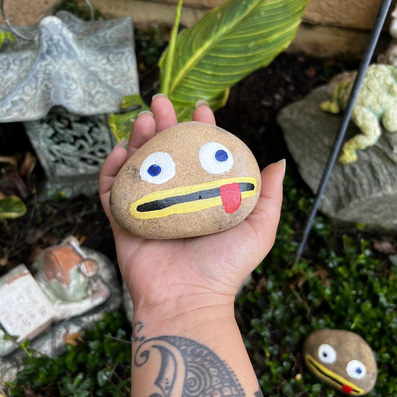 Rock fact garden rock decor paperweight otgw... - Depop