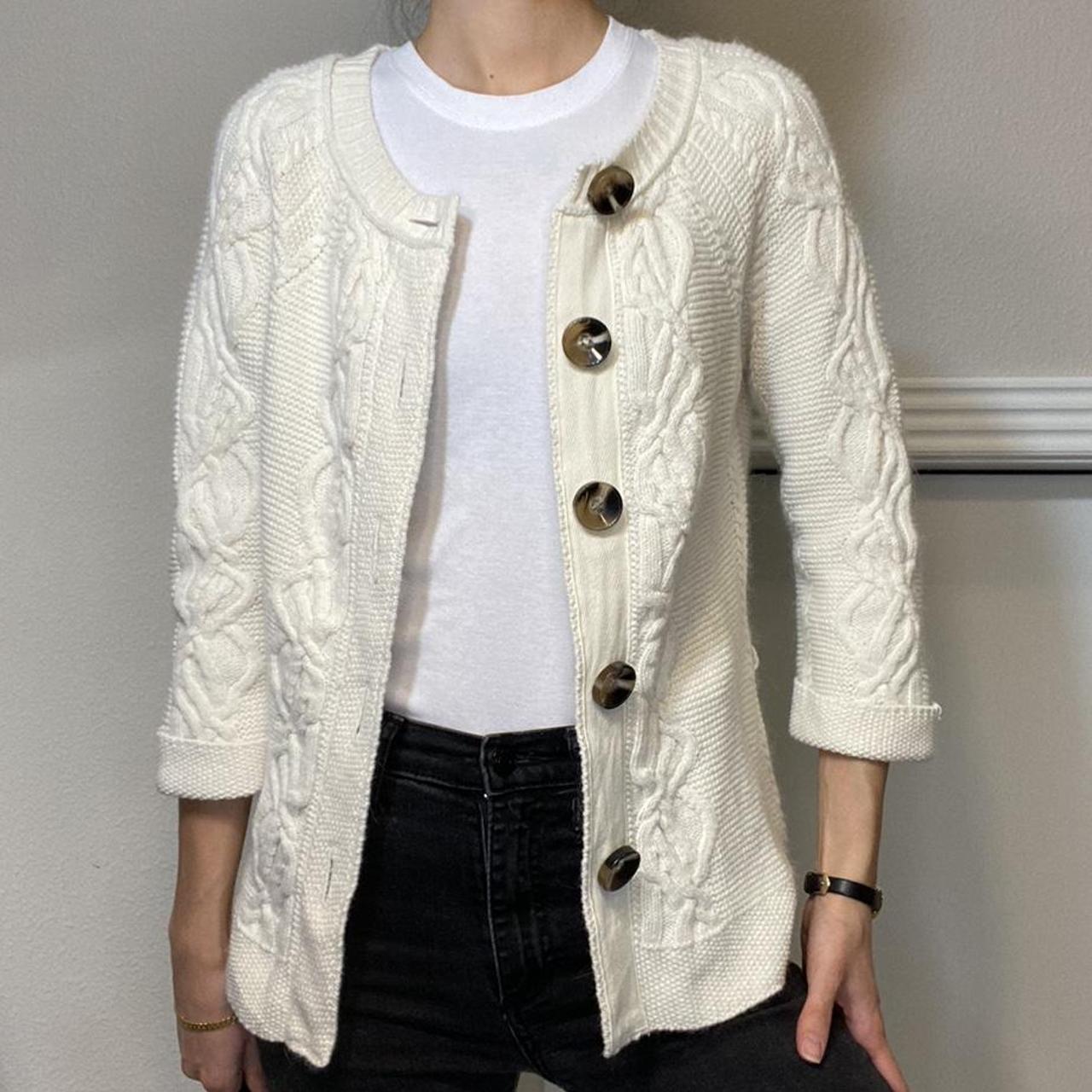 Super soft cream cable knit cardigan. Has the cutest... - Depop