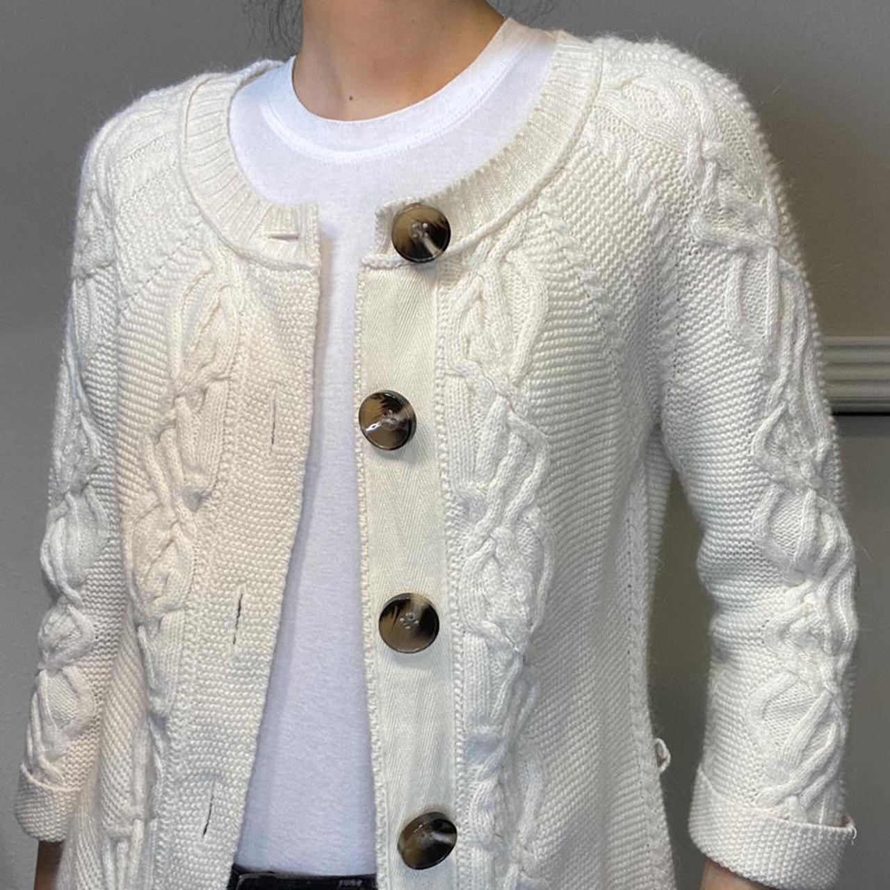 Super soft cream cable knit cardigan. Has the cutest... - Depop