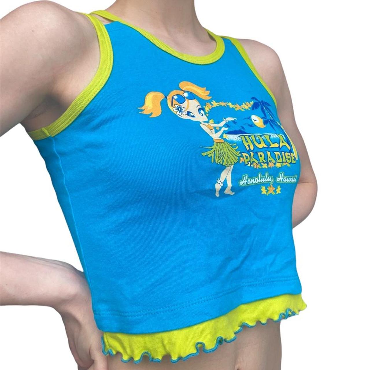 Hula paradise Honolulu Hawaii tank! Electric blue... - Depop