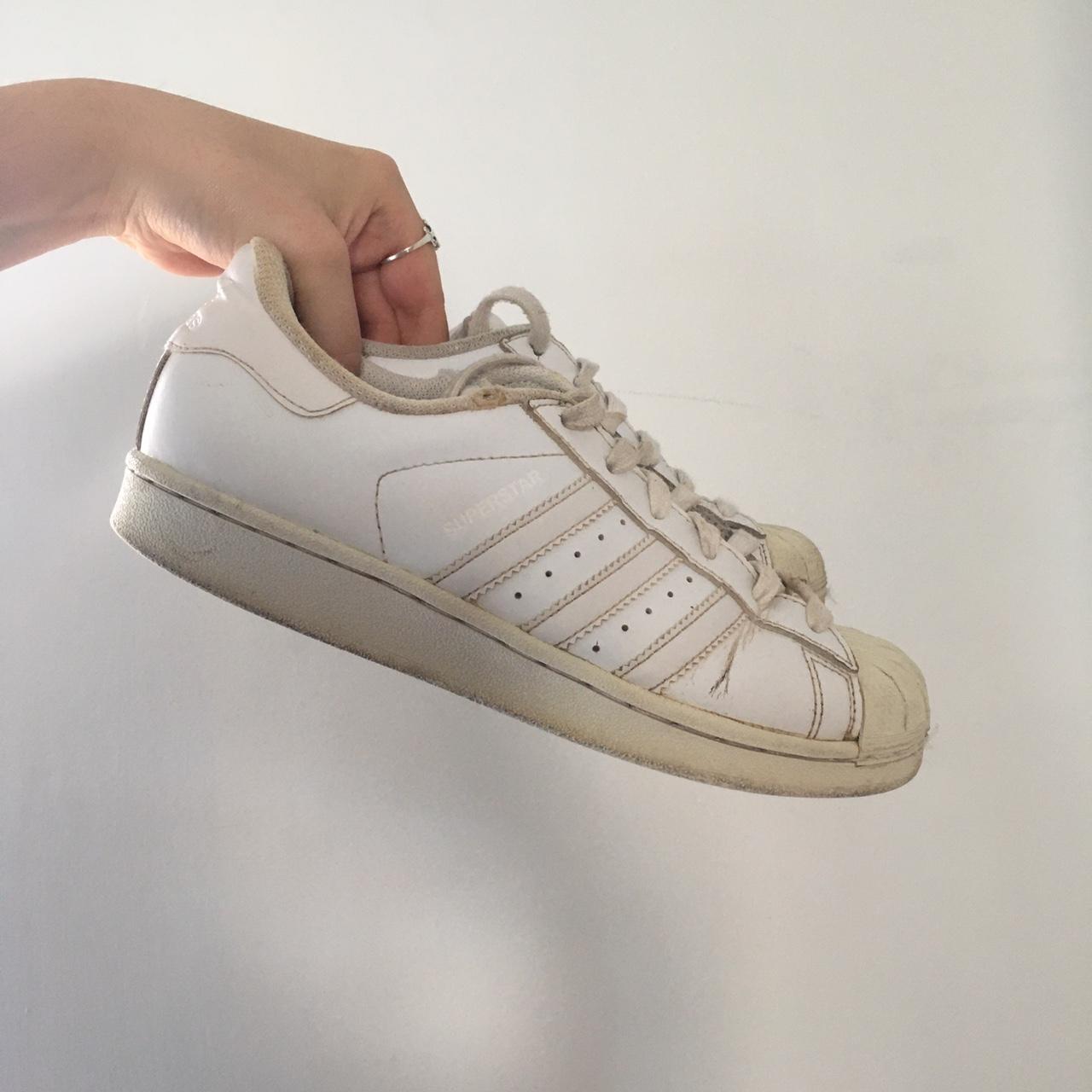 Classic White Adidas trainers, comfy and goes with... - Depop