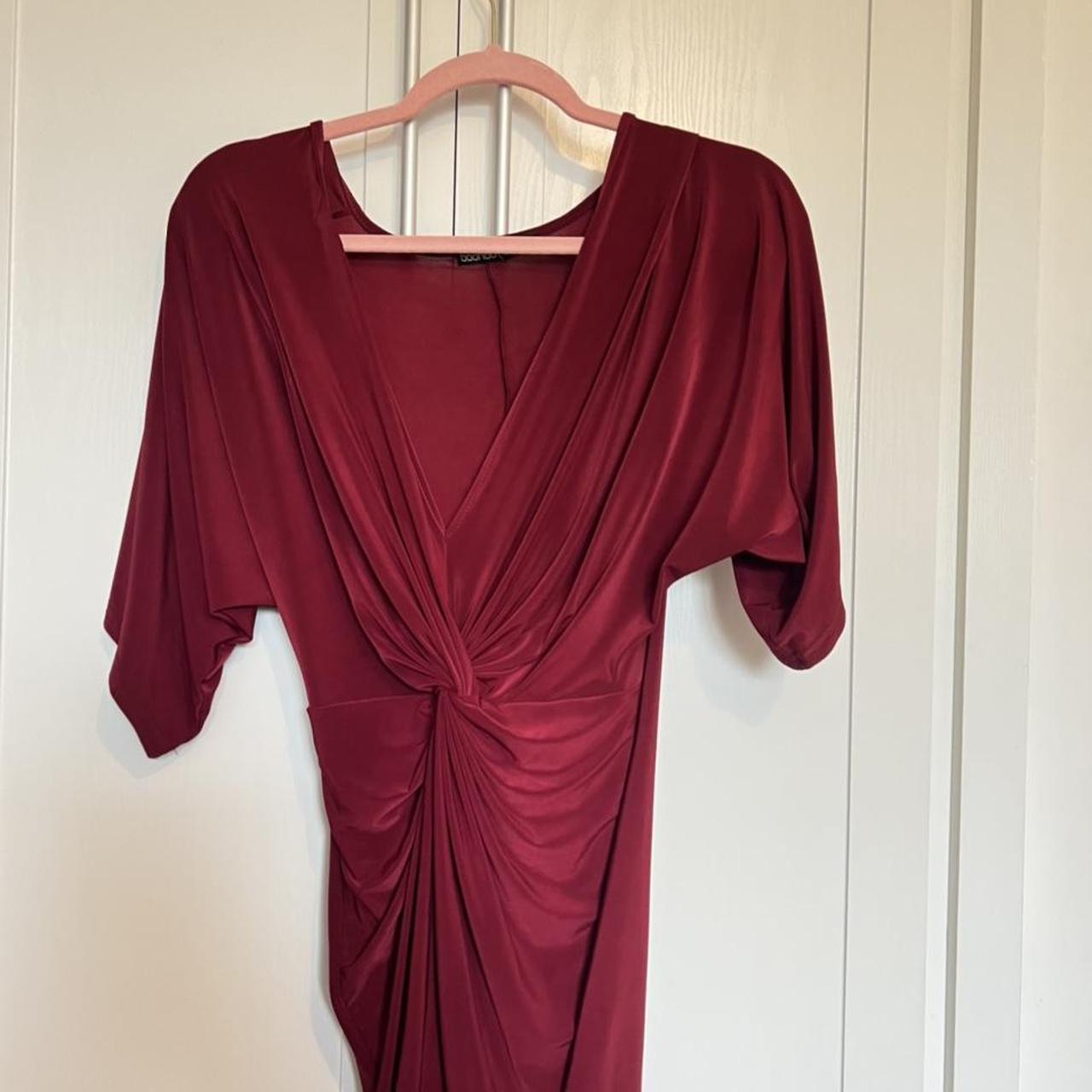 Boohoo Women's Burgundy and Red Dress | Depop