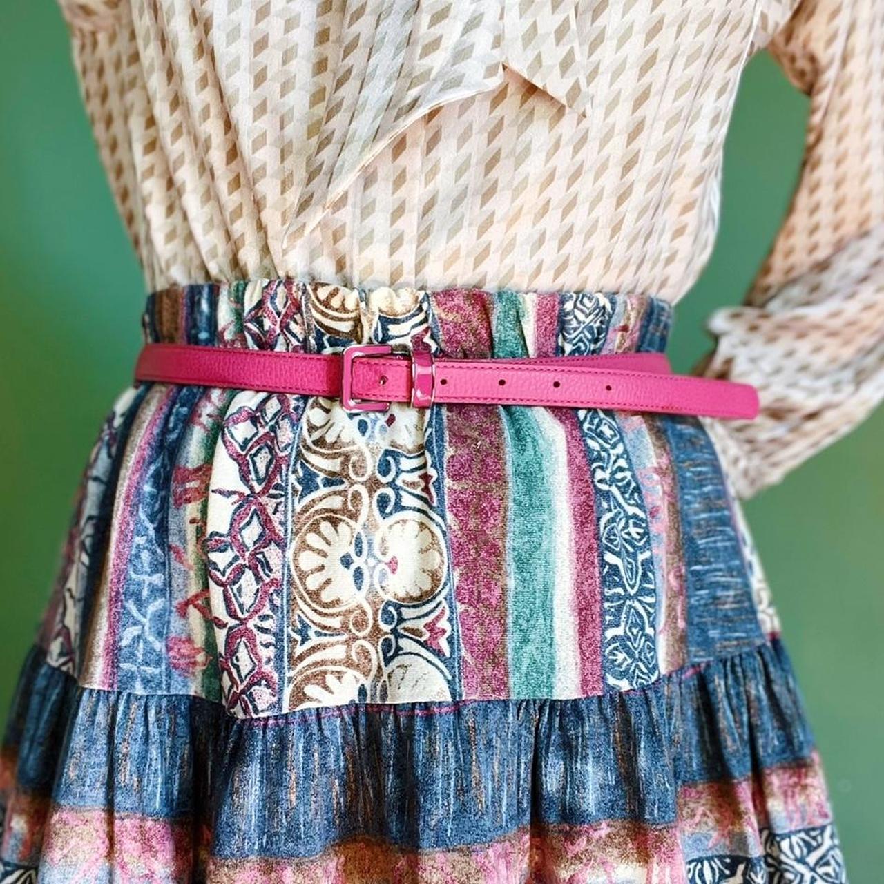 90s - 00s barbie pink & silver slim leather belt 🎀... - Depop