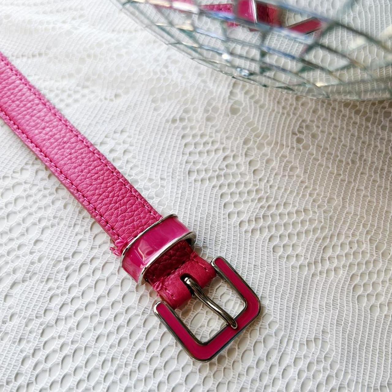 90s - 00s barbie pink & silver slim leather belt 🎀... - Depop