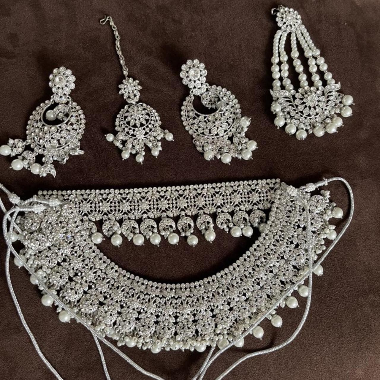 Pakistani Indian silver bridal jewellery set.... | Depop