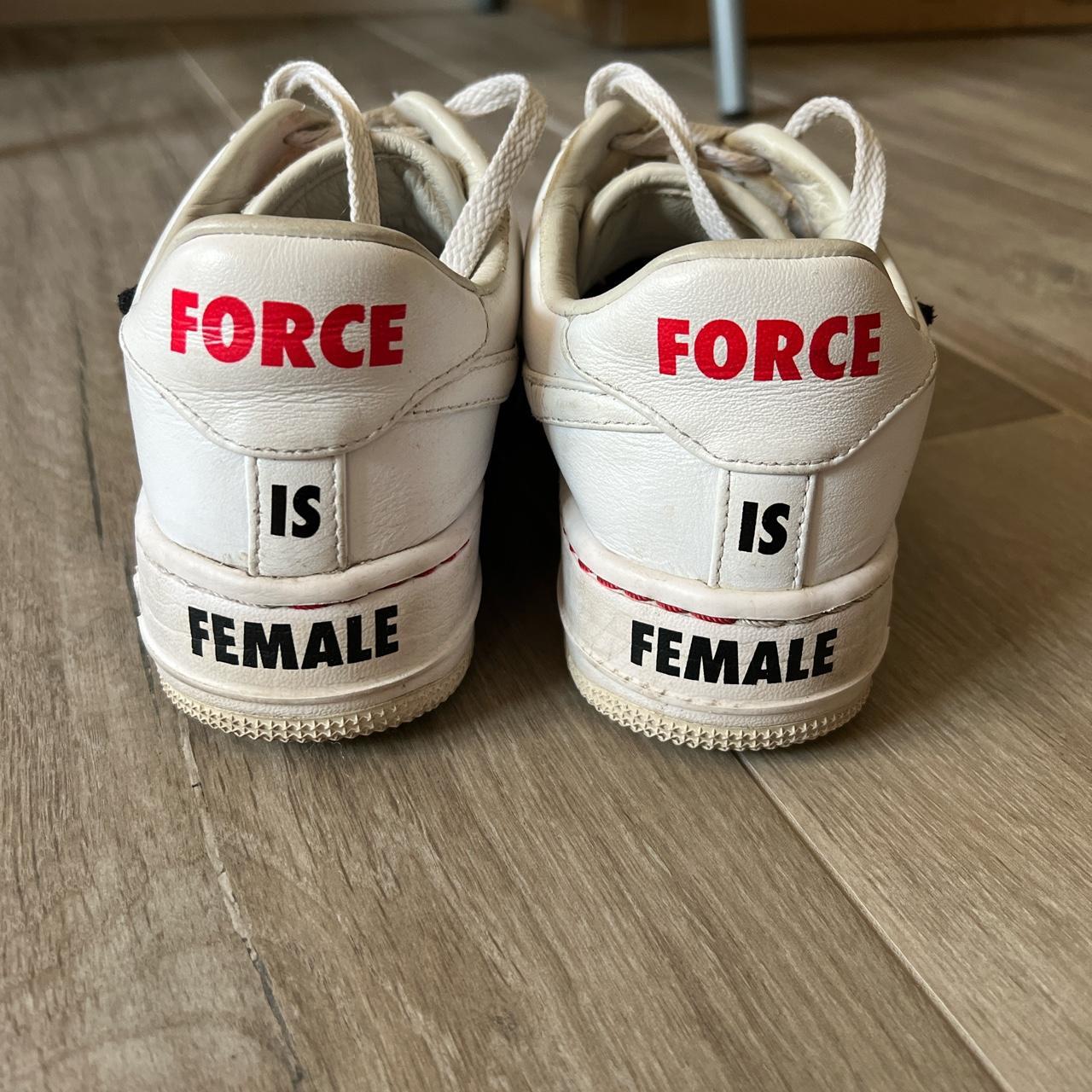 Nike “Force is Female” white sneakers. Red sequin... - Depop