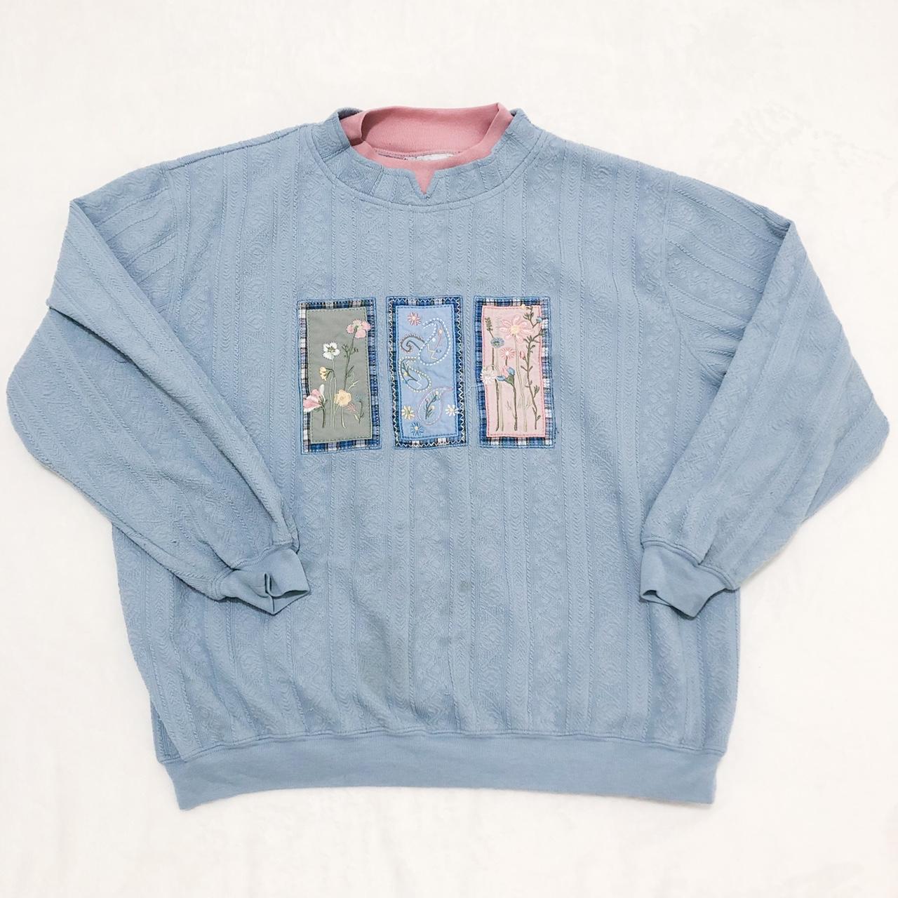 vintage crewneck — light blue sweater/sweatshirt... - Depop