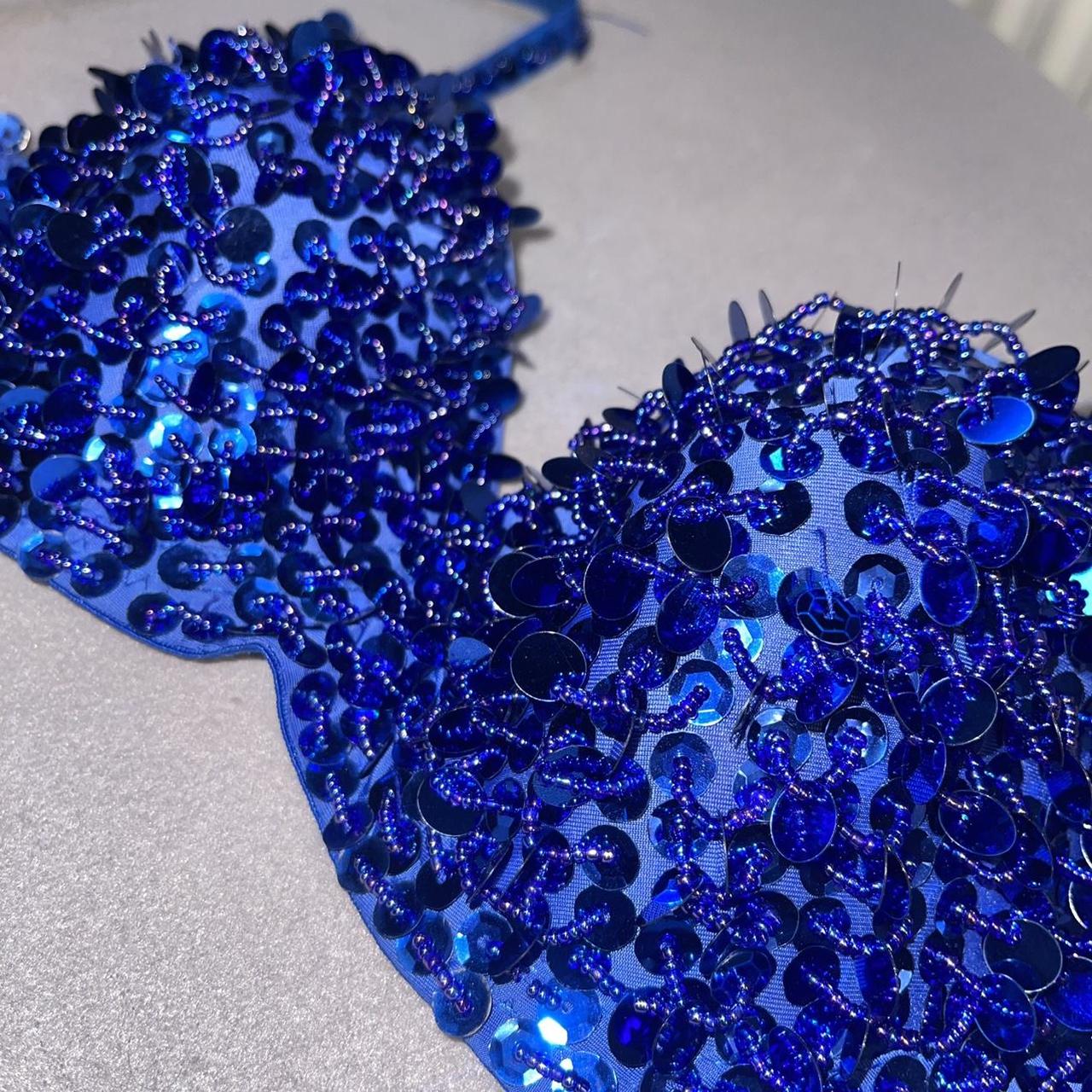 Blue sparkly bra - size 34B - great condition worn... - Depop
