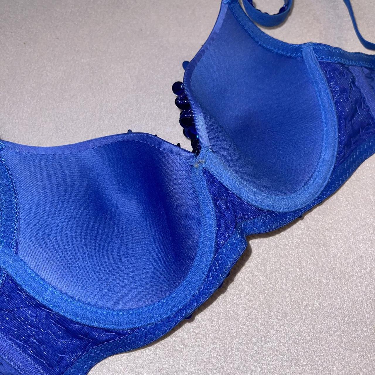 Blue sparkly bra - size 34B - great condition worn... - Depop