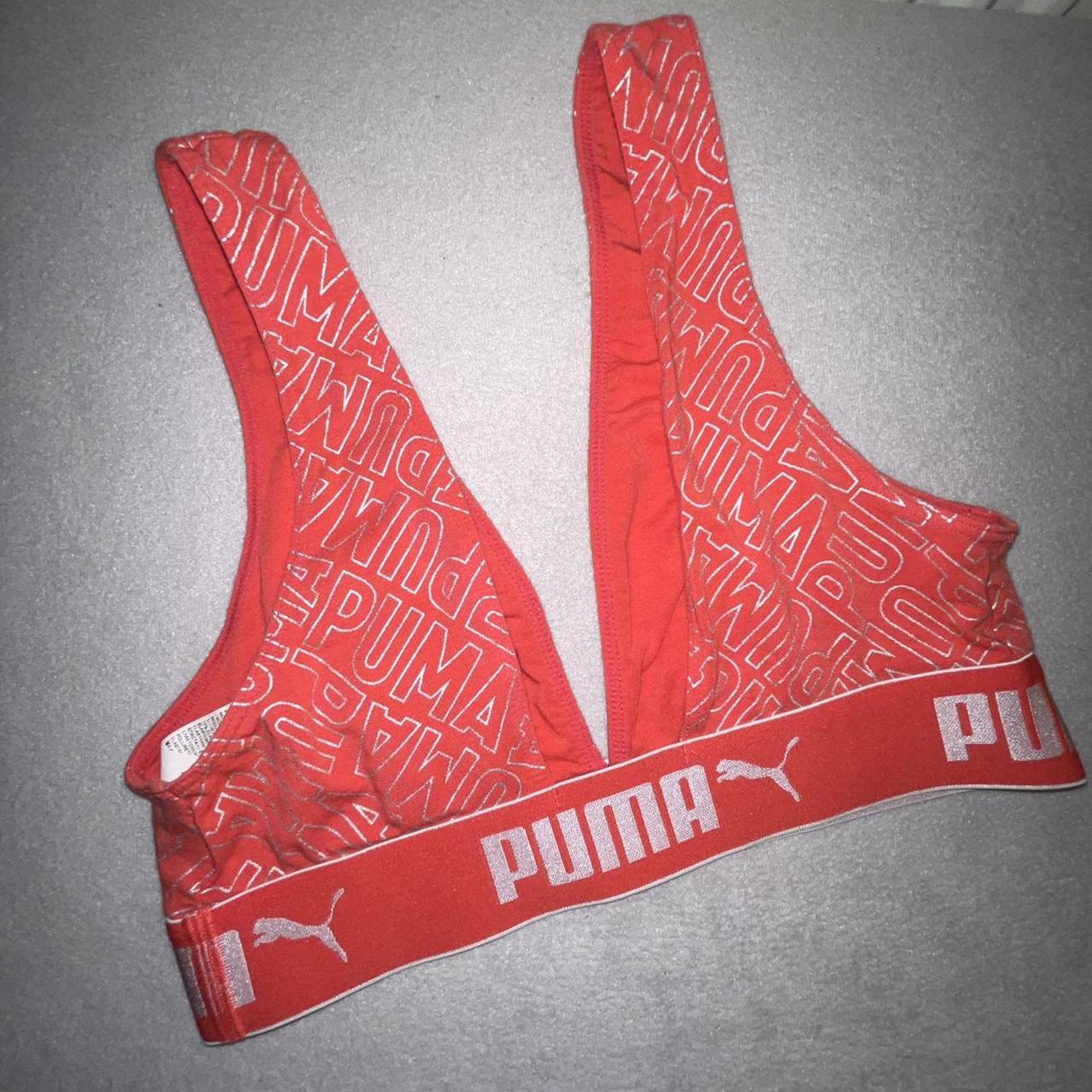 Puma coral sports bra - size S - worn a few times... - Depop