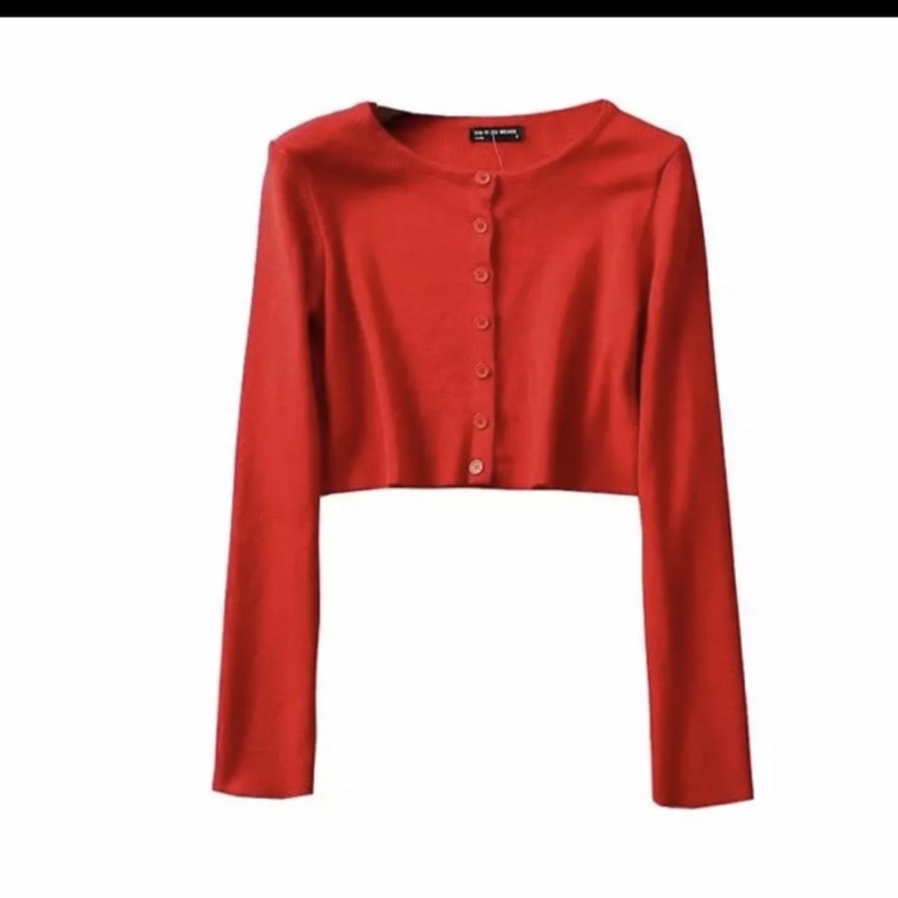 red button up cardigan fits 4/6 perfect condition - Depop