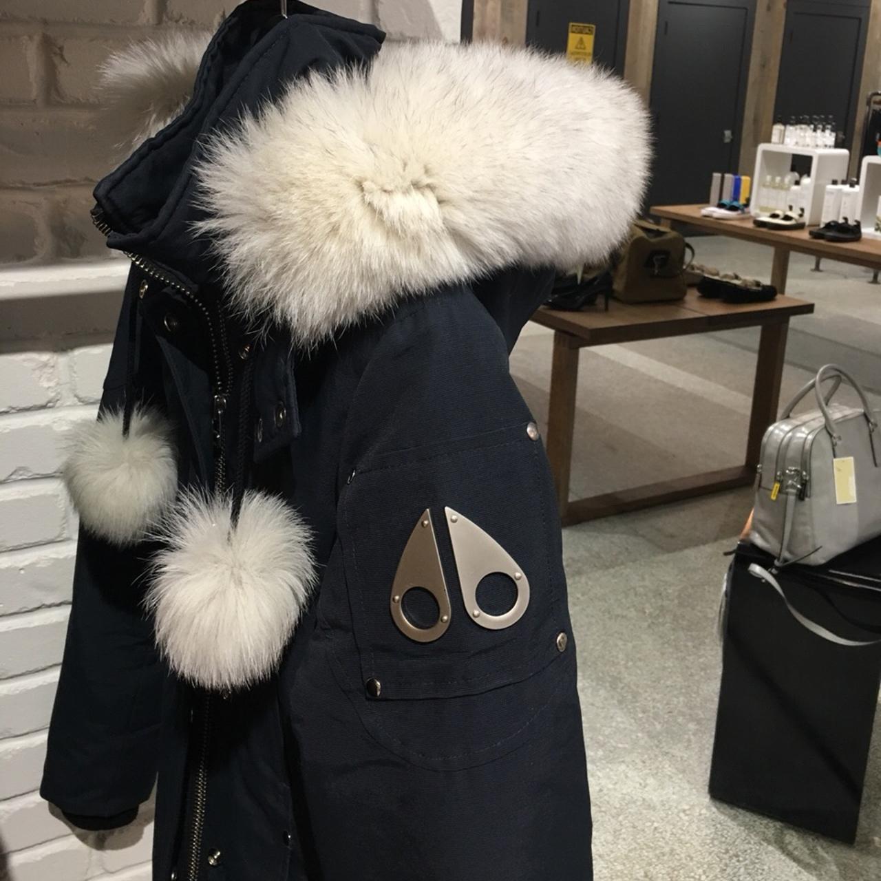 Navy blue moose knuckles jacket- super warm and... | Depop