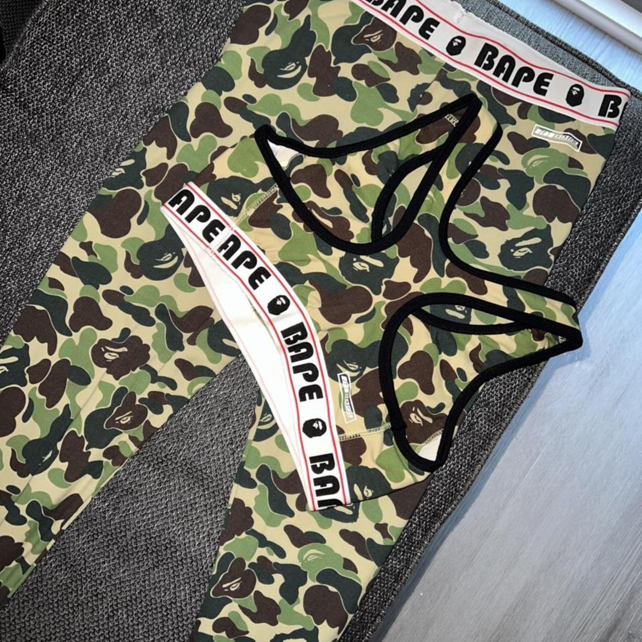 Bape Leggings and Bra Set only worn once price is... - Depop