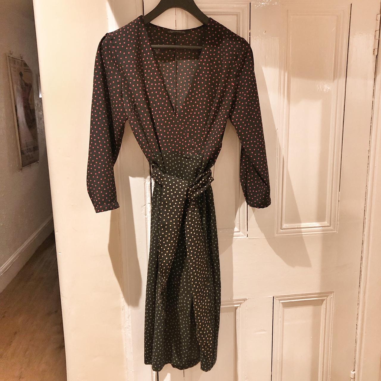 Zara Polka Dot Wrap Dress Worn Once Perfect Depop