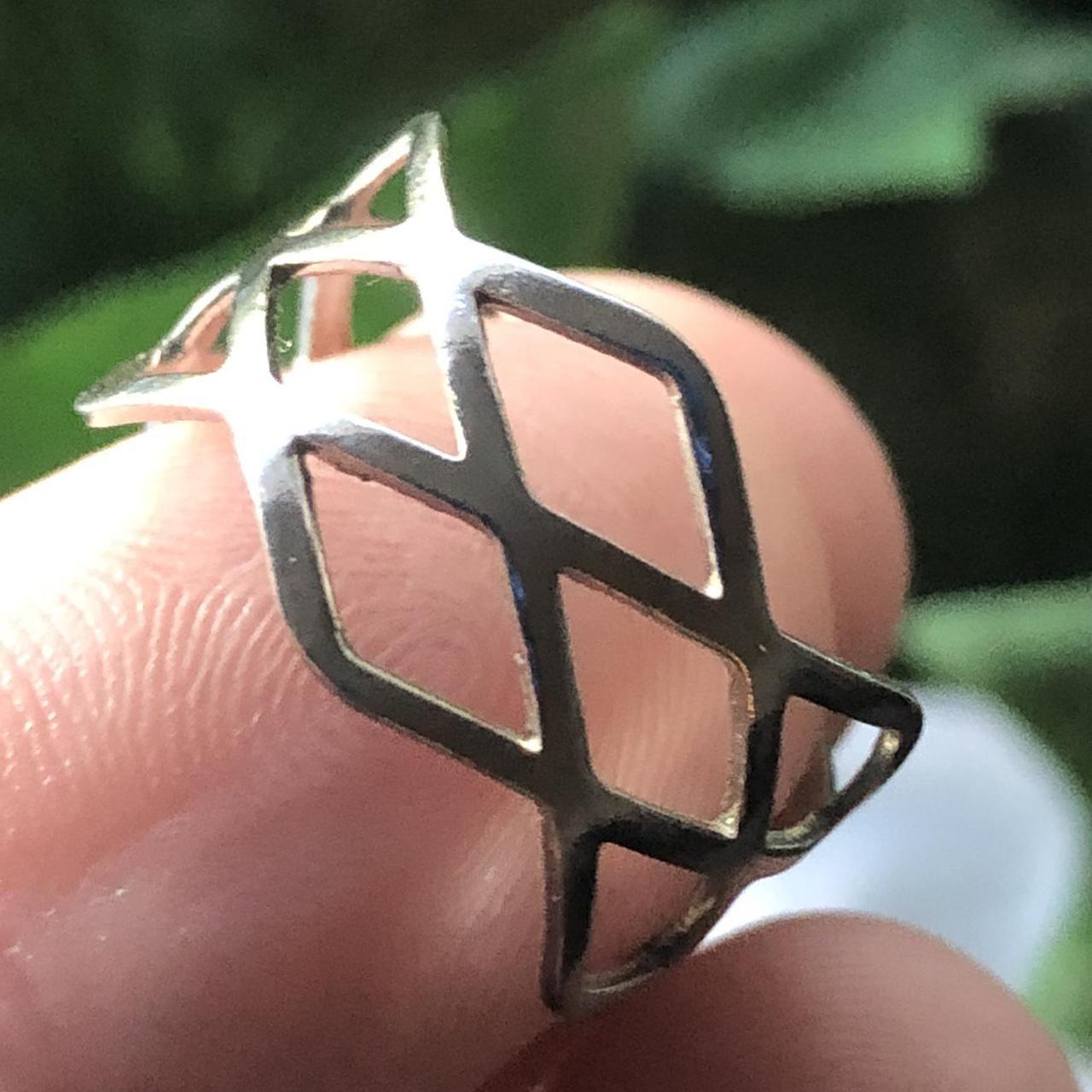 Silver plated diamond cut out pattern adjustable... - Depop