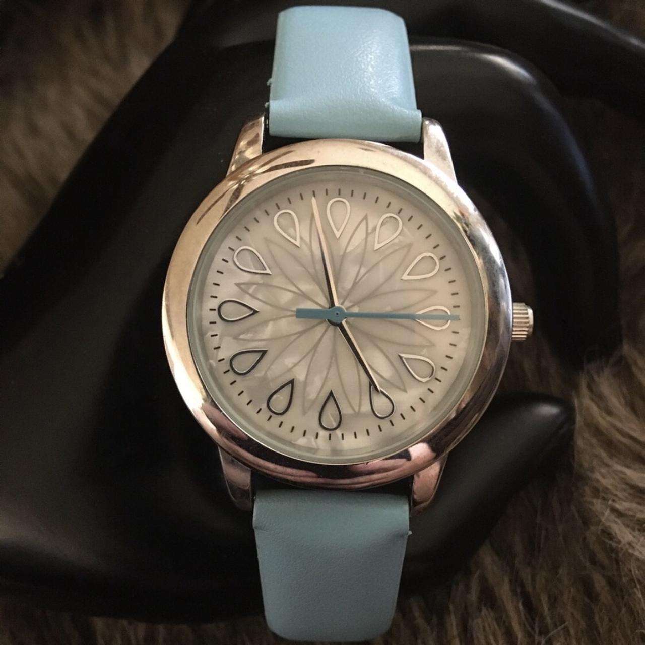Ladies MSPCI blue faux leather band watch, silver... - Depop