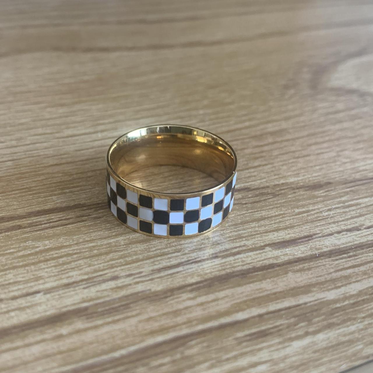 Black and white checkered ring from jewellery... - Depop