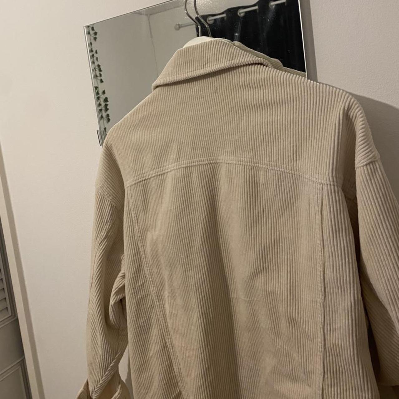 Zara cream corduroy jacket with raw hem edge in size... - Depop