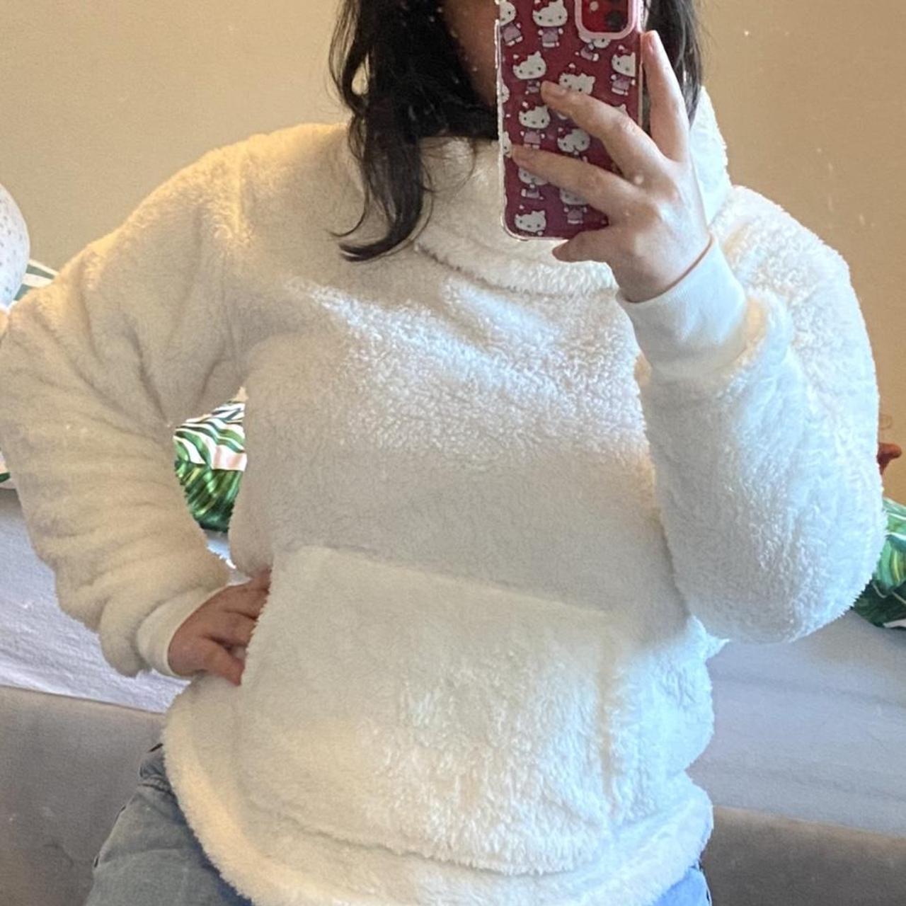 very cosy fluffy cowl neck white fleece from... - Depop