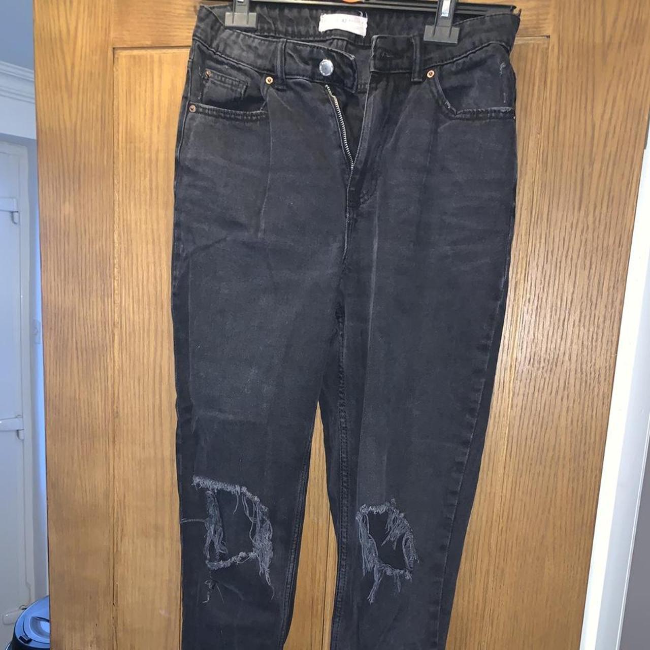 Primark black ripped mom jeans Good condition Size... - Depop