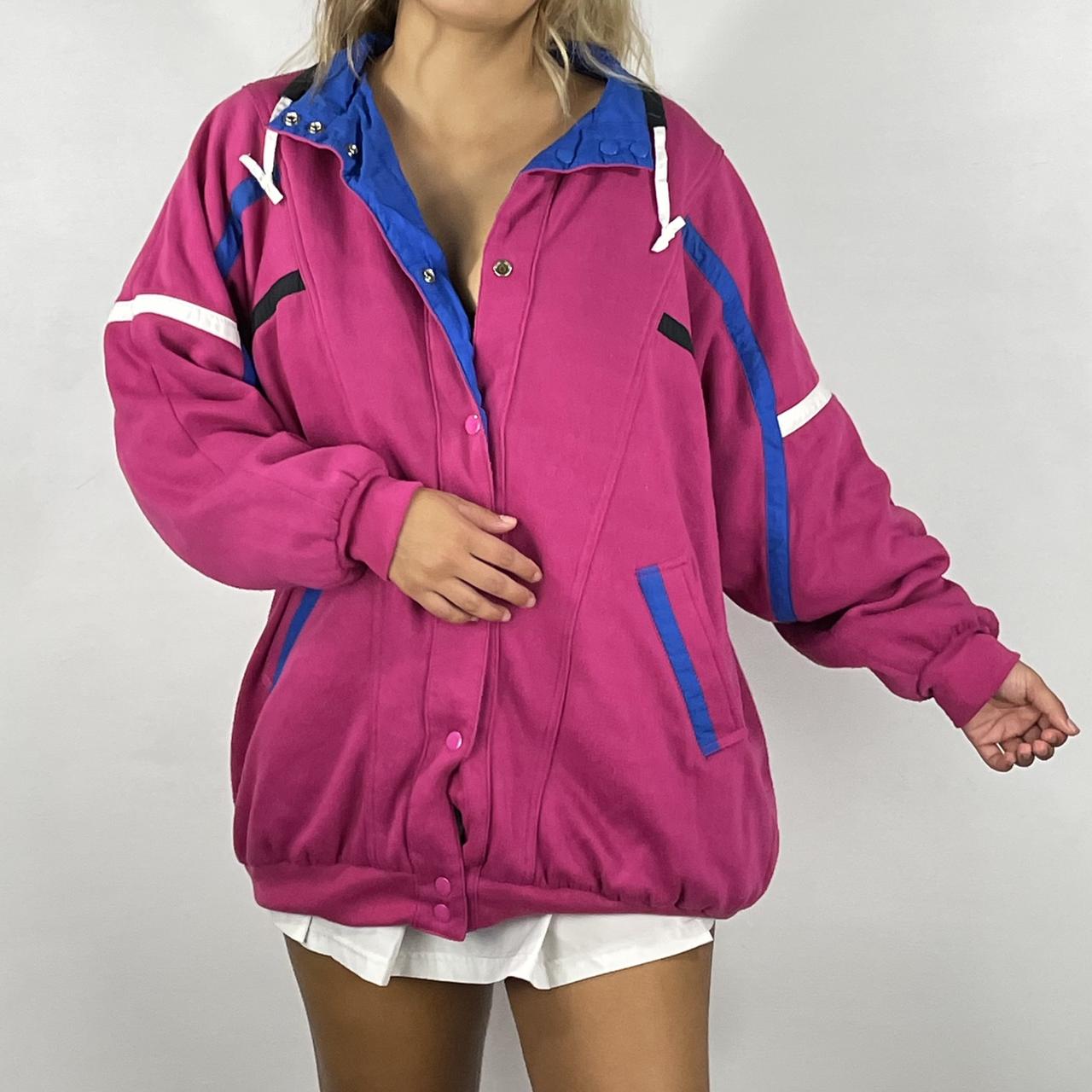 Women's Pink and Blue Coat | Depop