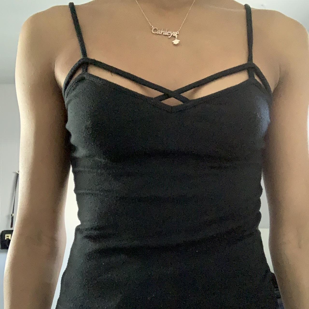 black cris cross tank top from brandy melville in... - Depop