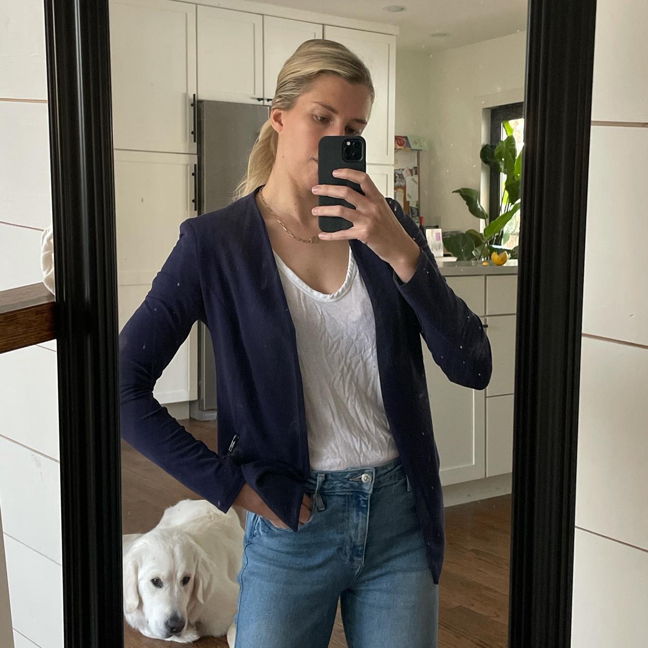 BCBG Jacket in deep purple. V cut on the back,... - Depop