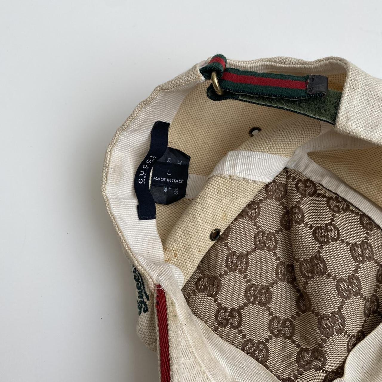 Vintage Gucci Canvas Cap In Cream States Size... - Depop
