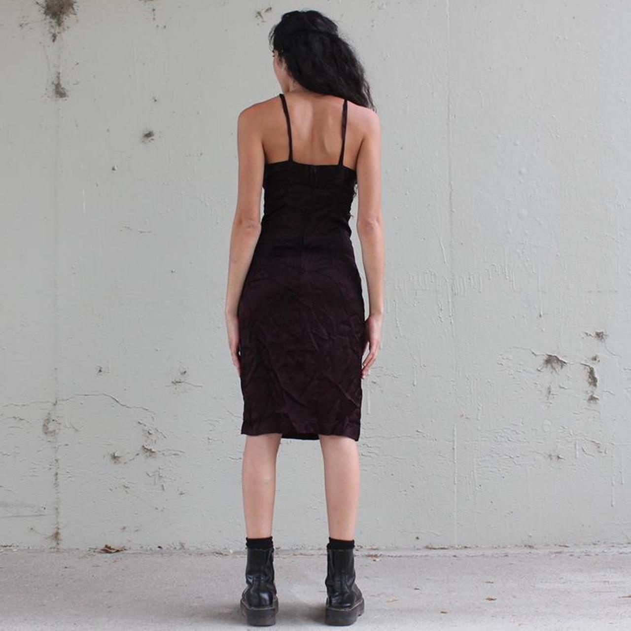 VINTAGE 70’S GOTH VAMP DEEP BROWN PURPLE MIDI SLIP... - Depop