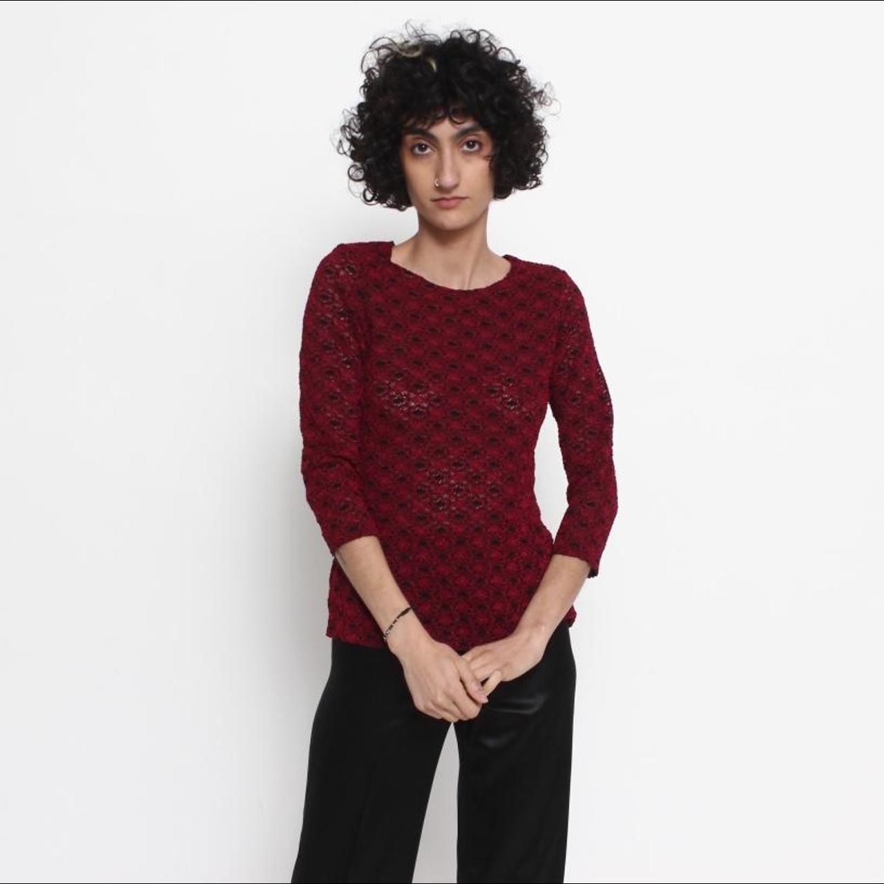 VINTAGE 90’S GOTH VAMP BUBBLE TEXTURE RED AND BLACK... - Depop