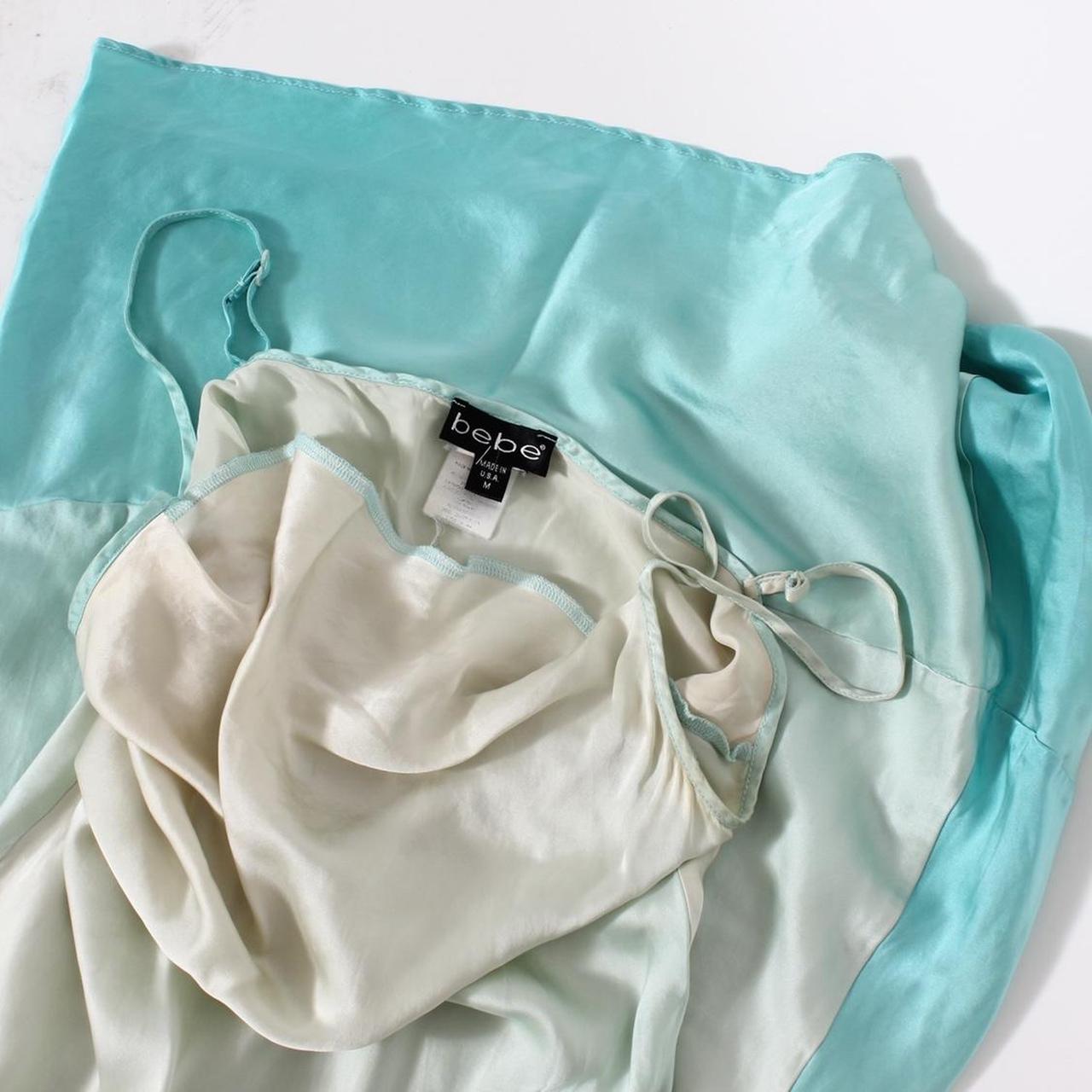 90’S VINTAGE TEAL OMBRE FADED BEBE FORMAL COCKTAIL... - Depop