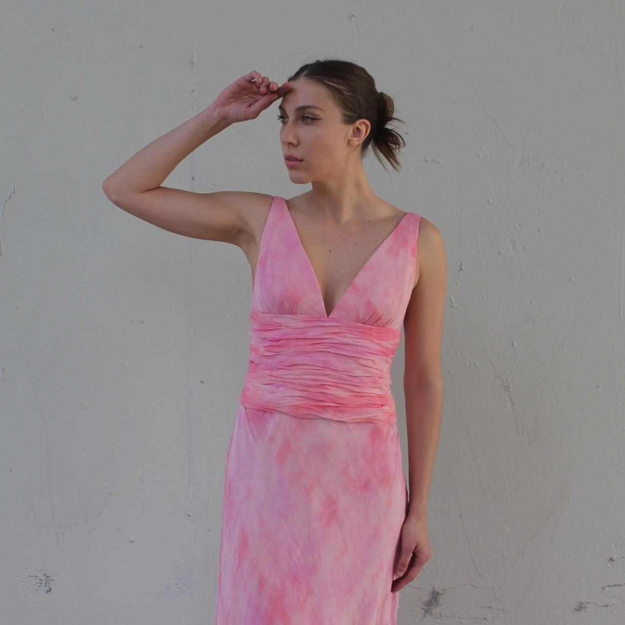 ZEE GLAM LYFE PINK PASTEL 100% SILK FORMAL BARBIE... - Depop