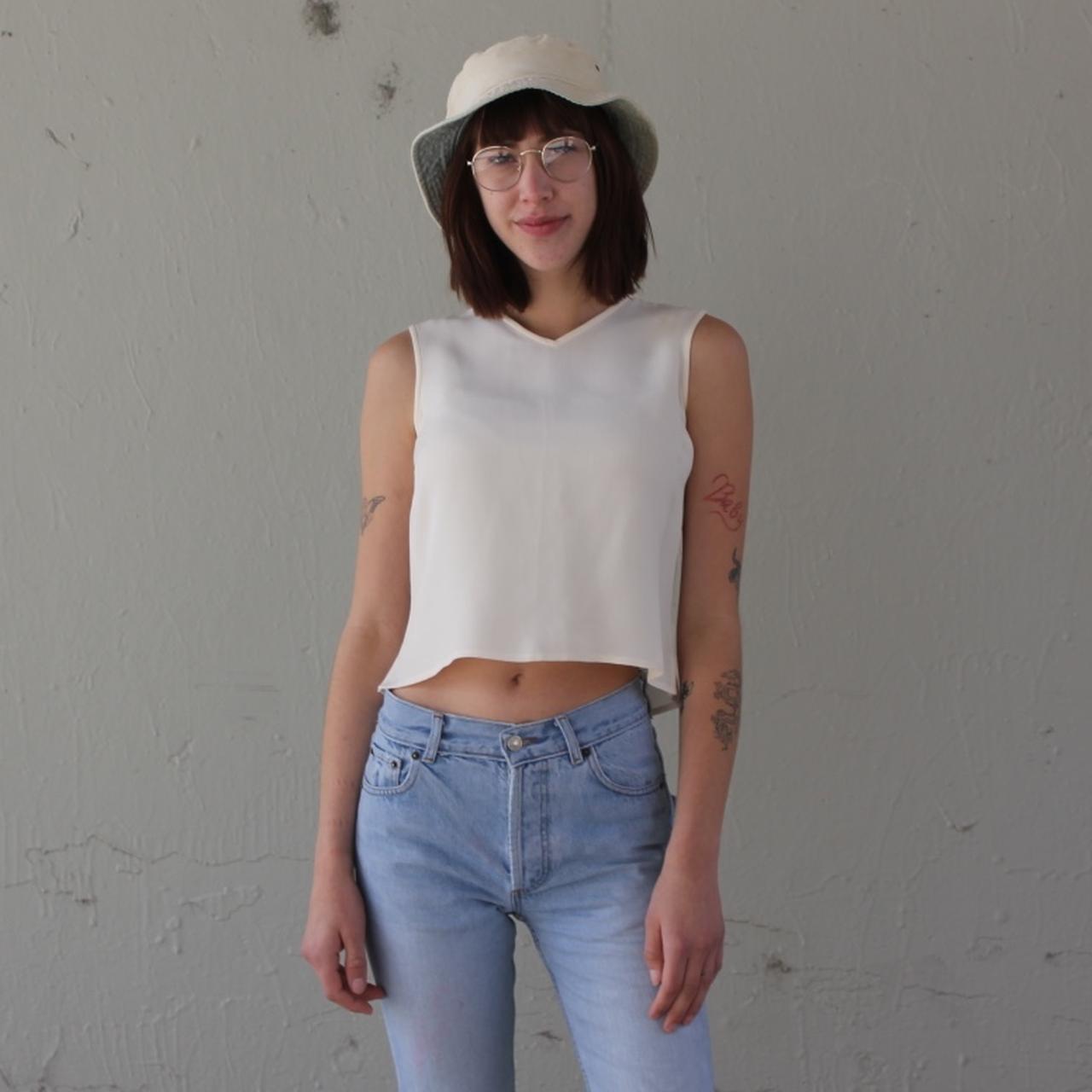 NINETIES OFFICE GAL VINTAGE CREAM 100% SILK BOXY... - Depop