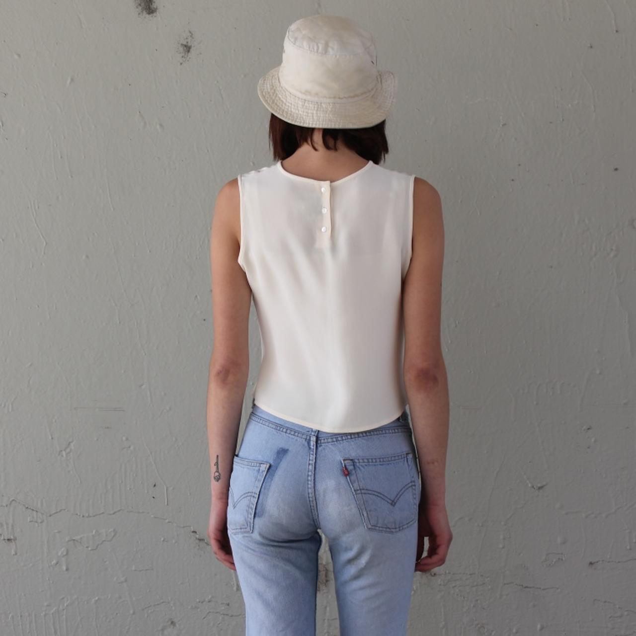 NINETIES OFFICE GAL VINTAGE CREAM 100% SILK BOXY... - Depop