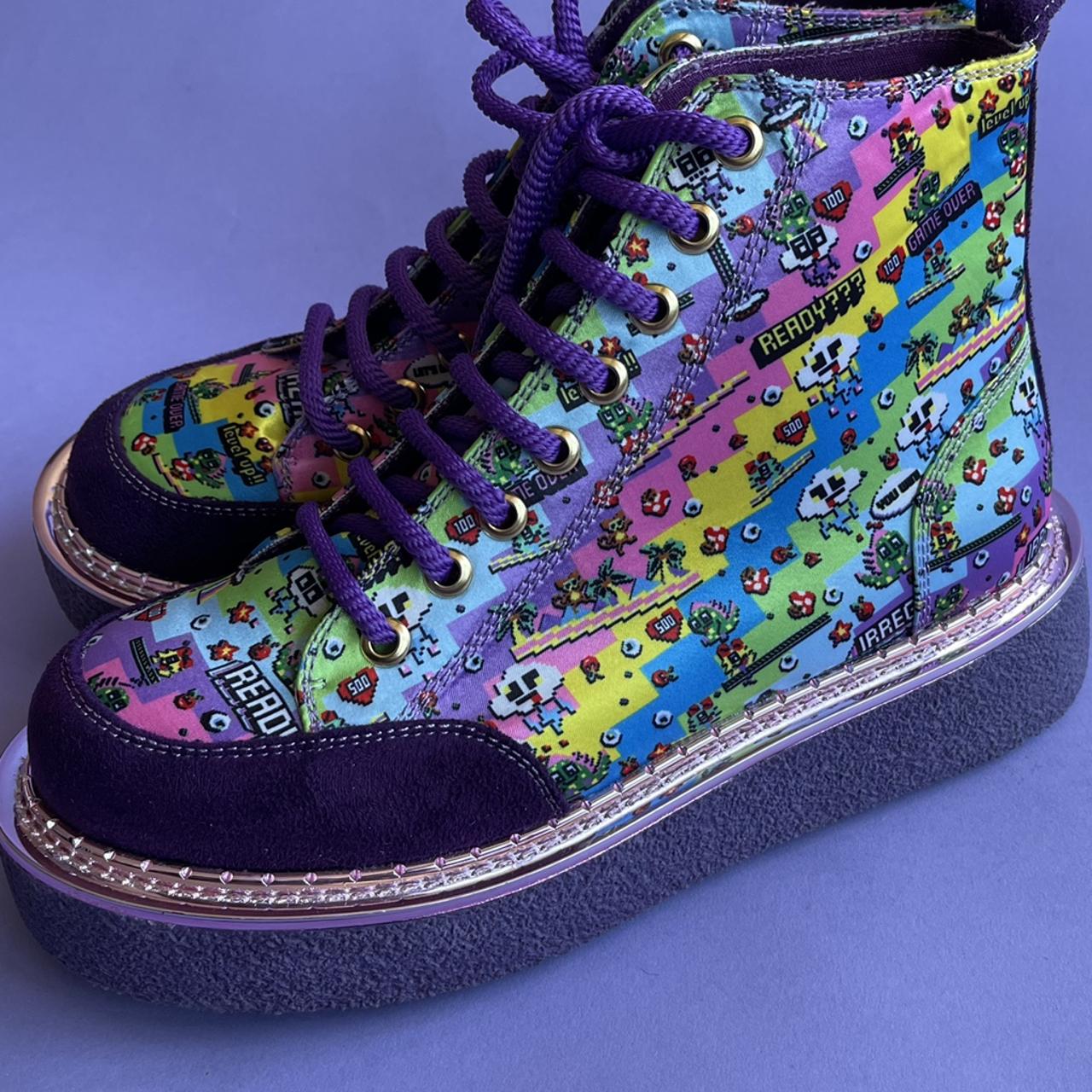 Rare Irregular Choice game over combat boots 💜😵... - Depop