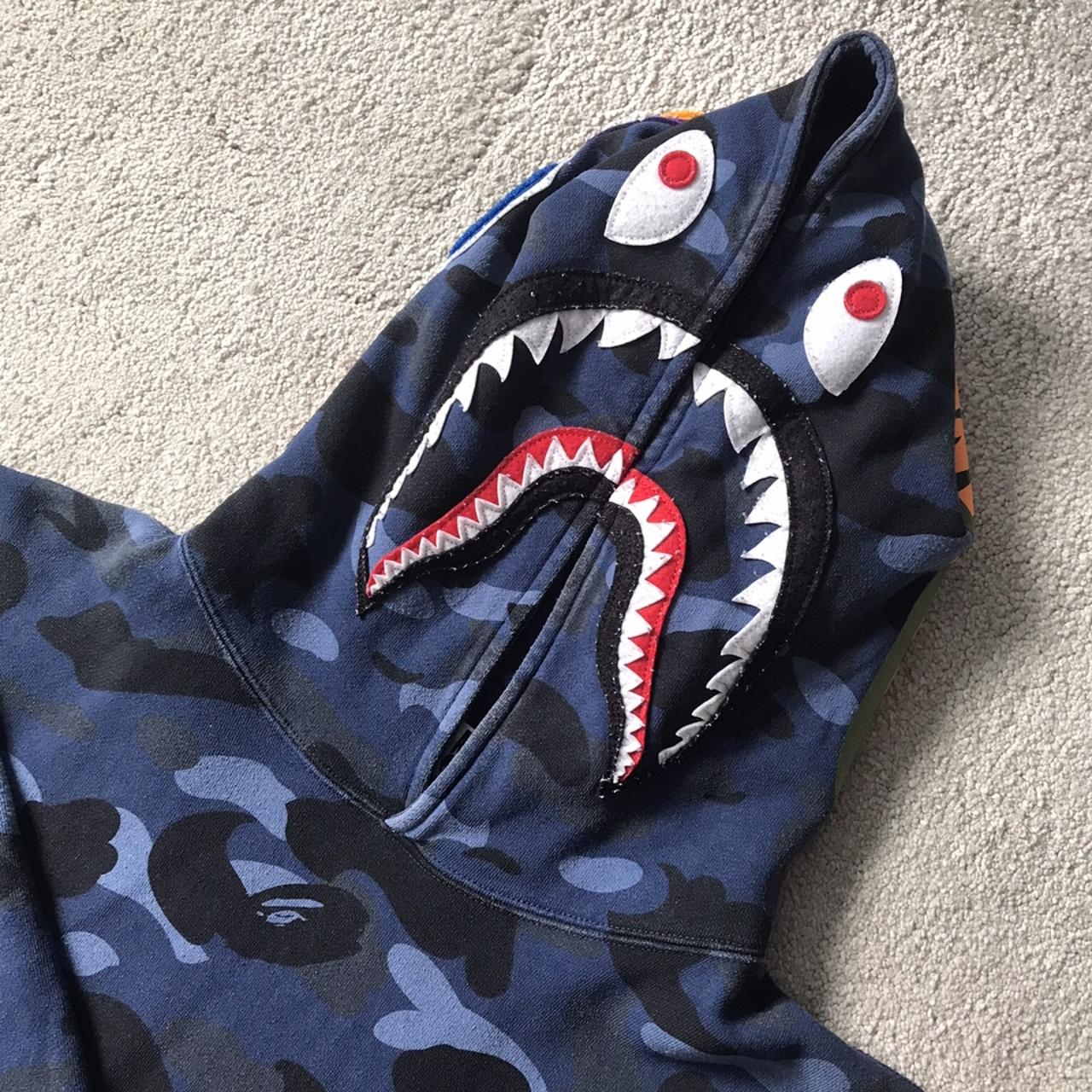 A bathing ape camo pull over hoodie 🧿 Blue camo Size... - Depop