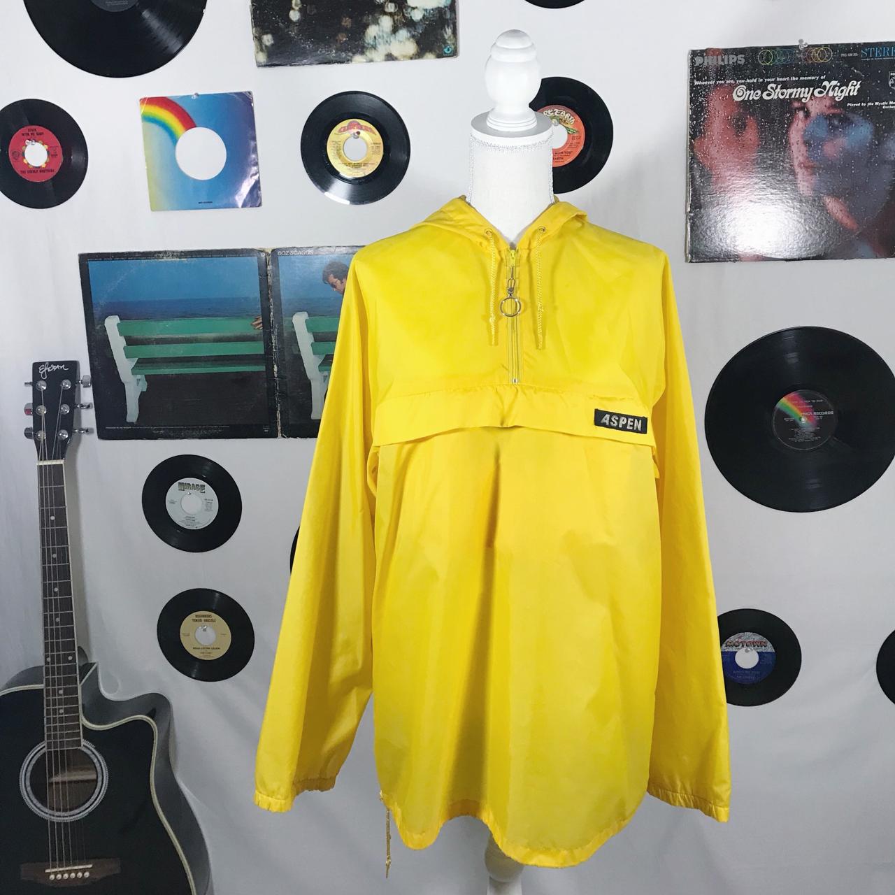 yellow windbreaker ☆ yellow half zip windbreaker w... - Depop