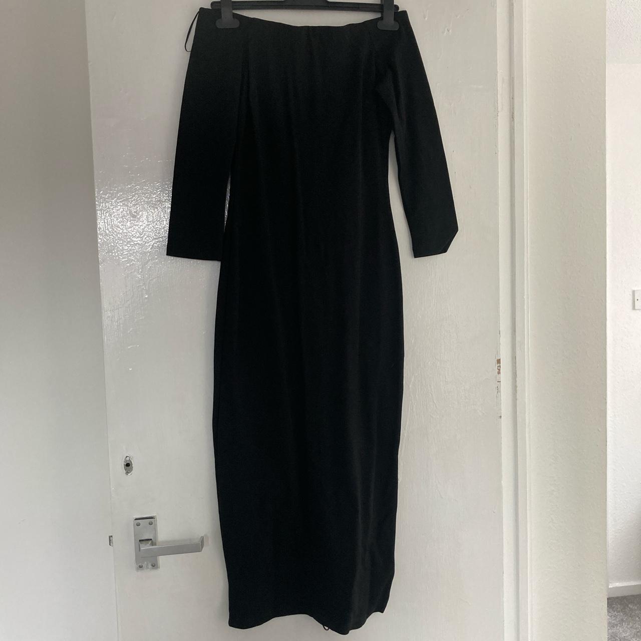 Zara Black zip back midi dress Eur S Full zip back... - Depop