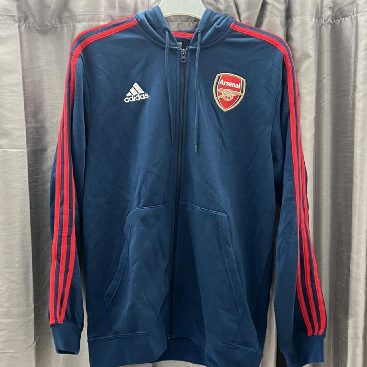 Arsenal FC 3-Stripes Full Zip Hoodie... - Depop